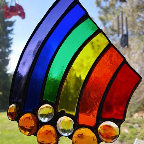Rainbow Stained Glass Suncatcher - Etsy