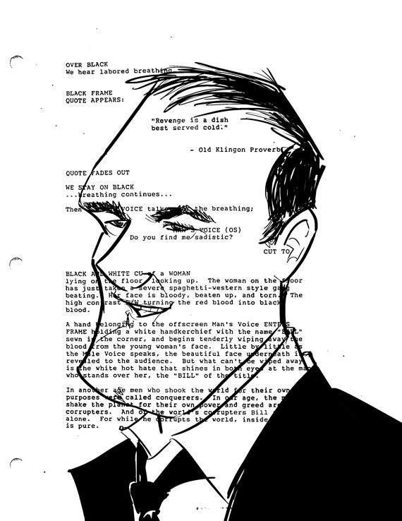 Quentin Tarantino Screenplay Portrait kill Bill - Etsy