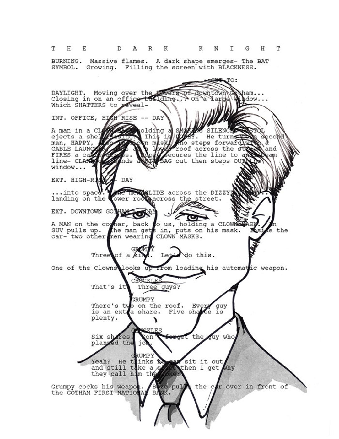 Christopher Nolan Screenplay Portrait (the Dark Knight) - Etsy
