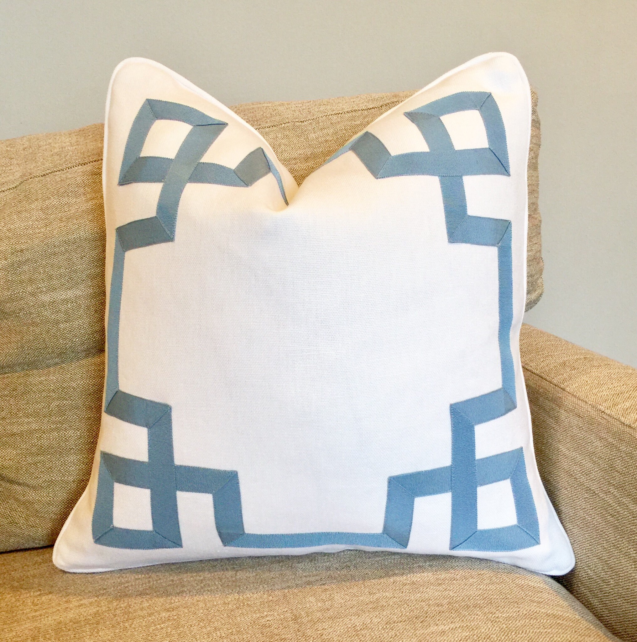 ONE Greek Key Fretwork Kravet Linen Snow Pillow Cover With | Etsy