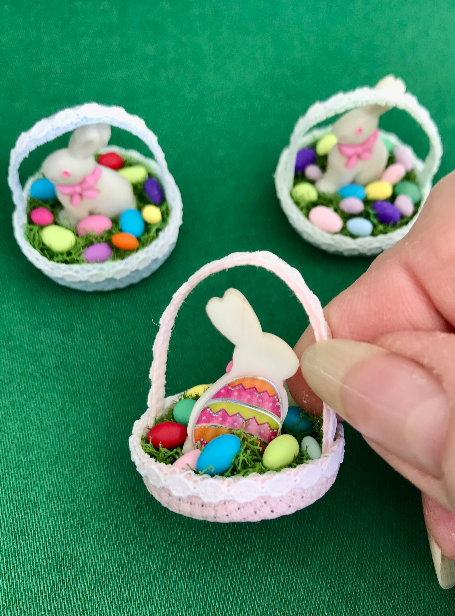 White Bunny in a Basket | Etsy