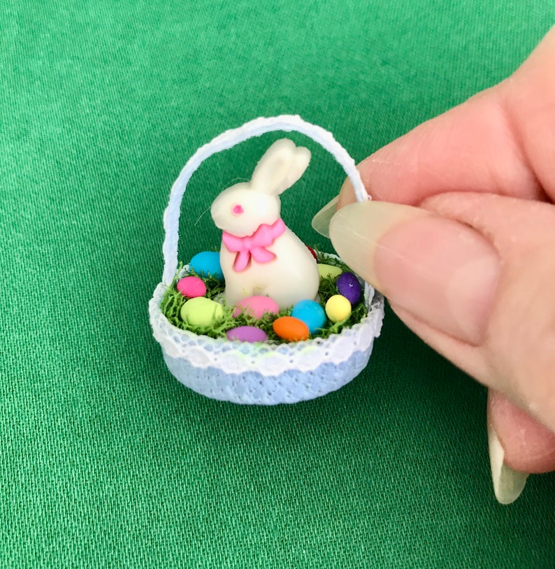 White Bunny in a Basket - Etsy