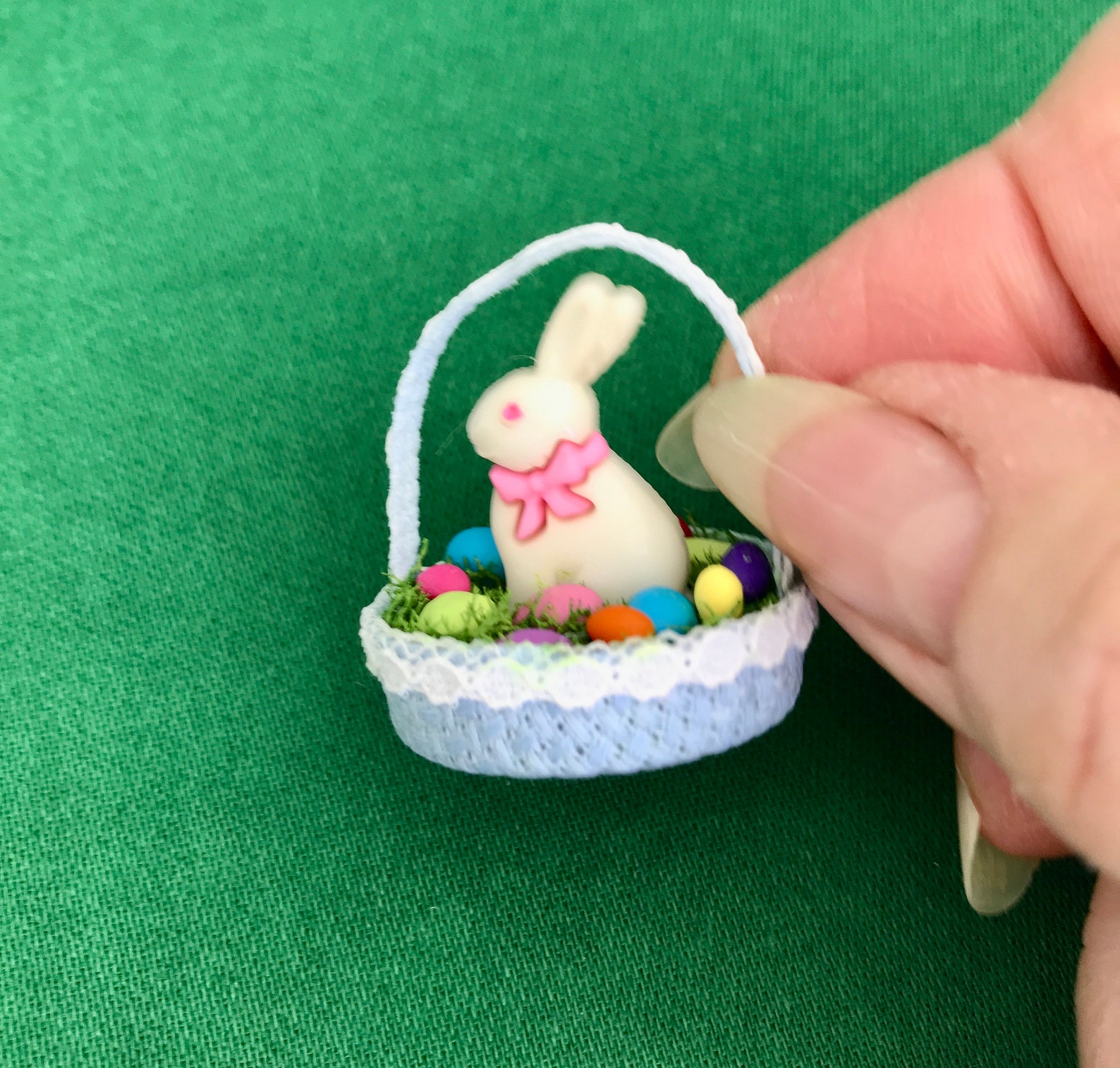 White Bunny in a Basket | Etsy