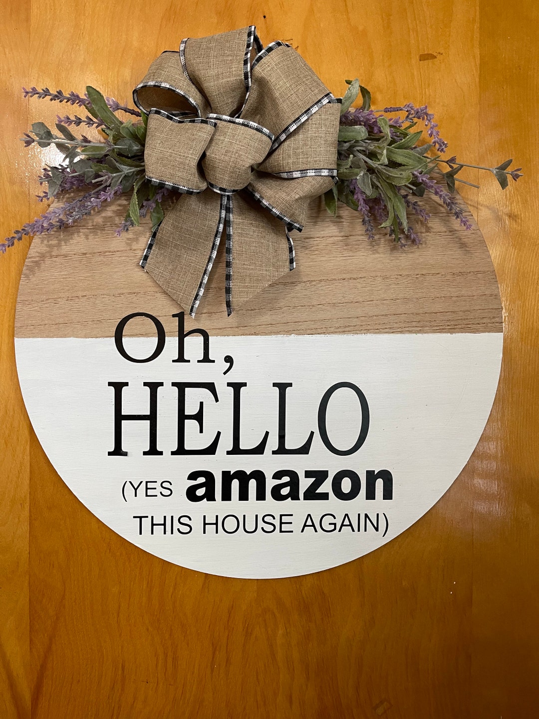 Round Wooden Door Hanger, Door Sign, Oh Hello Amazon, Front Door Decor ...
