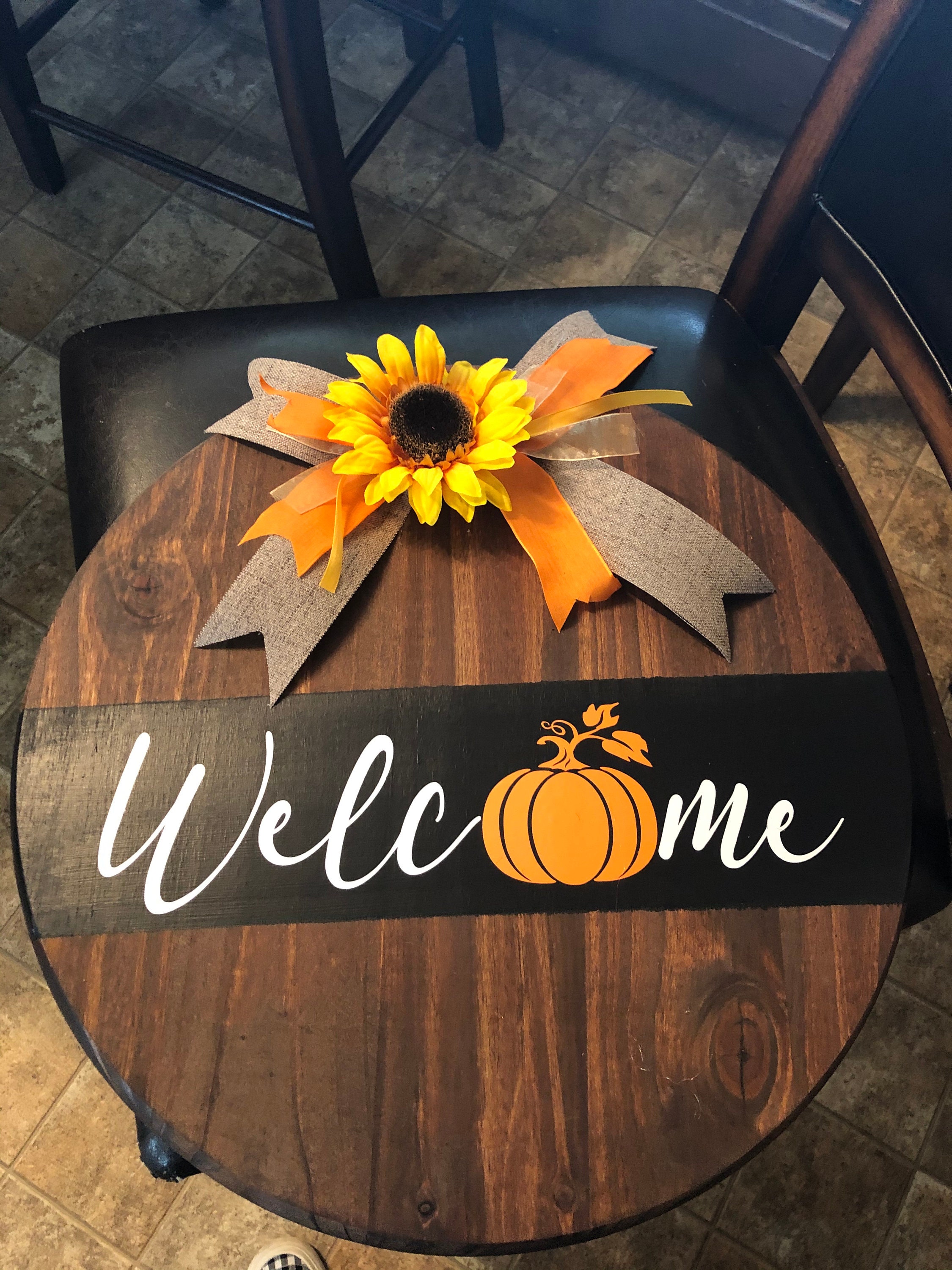 Welcome Round Sign, Fall Welcome Sign, Welcome Door Hanger, Burlap,fall ...
