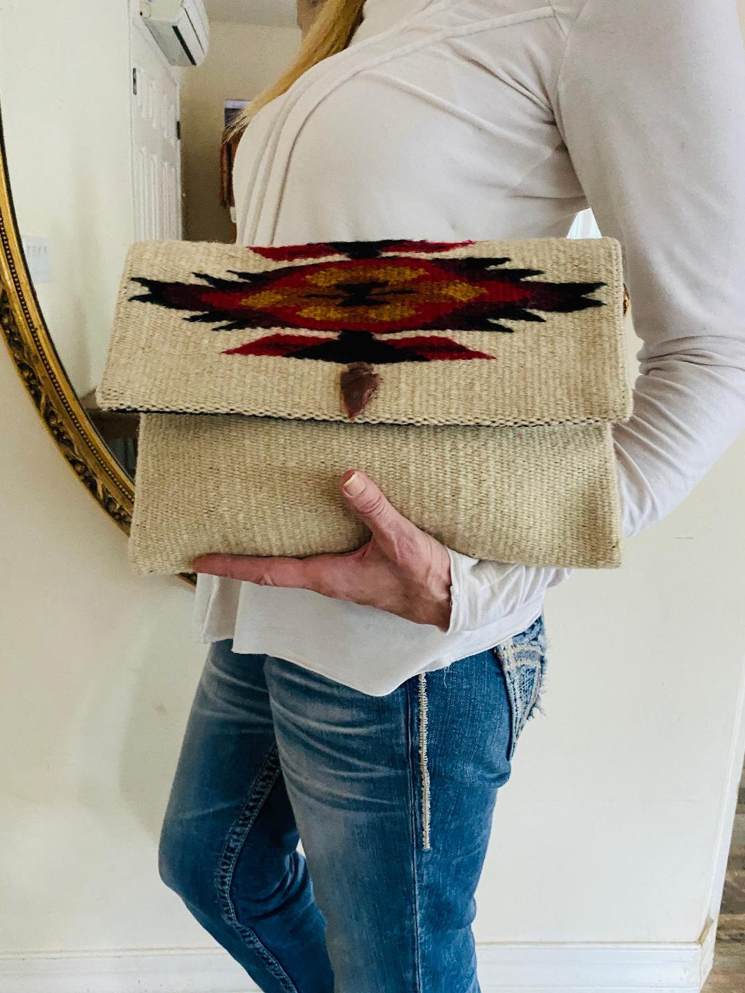 Wool Clutch purse South western Indian Flint stone | Etsy