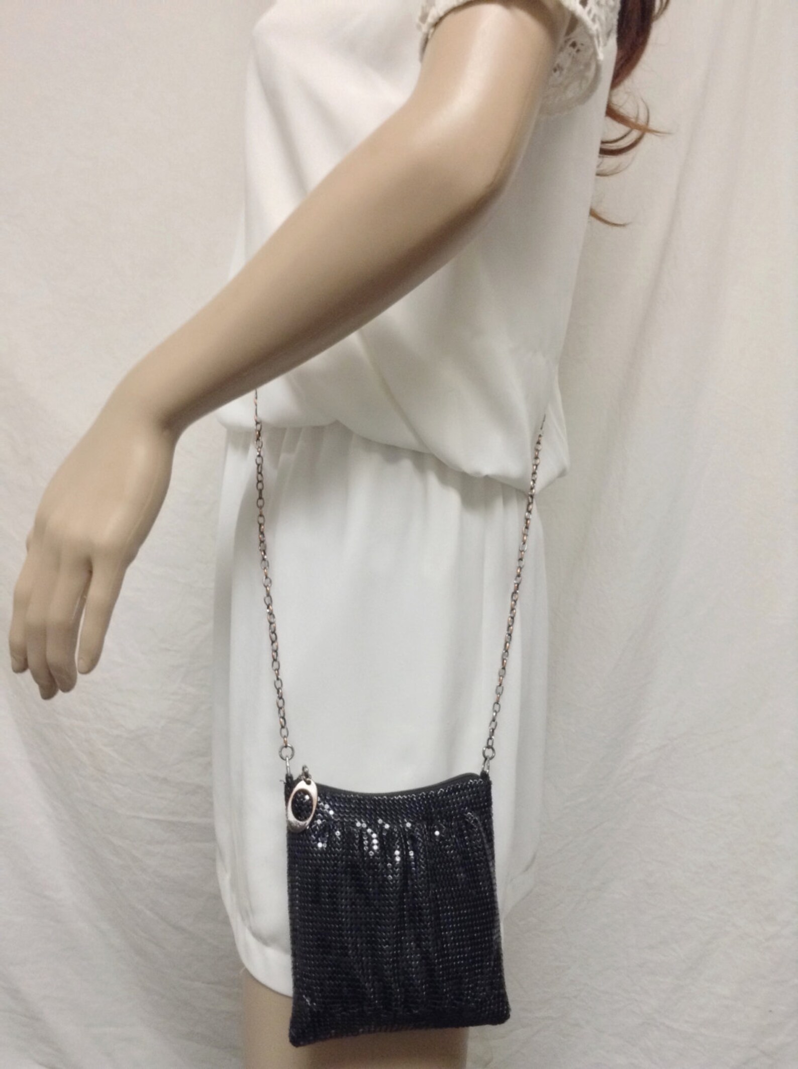 Metal Mesh Pursebag Small Black Shoulder Bag | Etsy