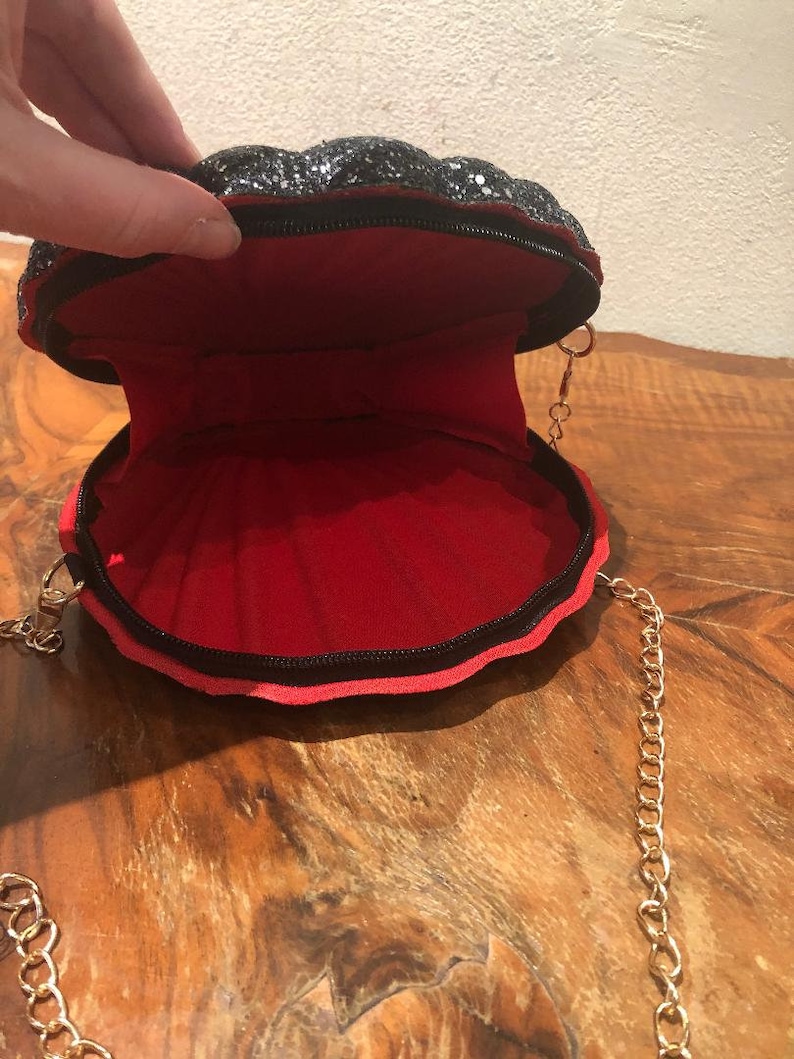 Sparkling Black Shell Purse Shoulder Bag Formal Purse Fan - Etsy