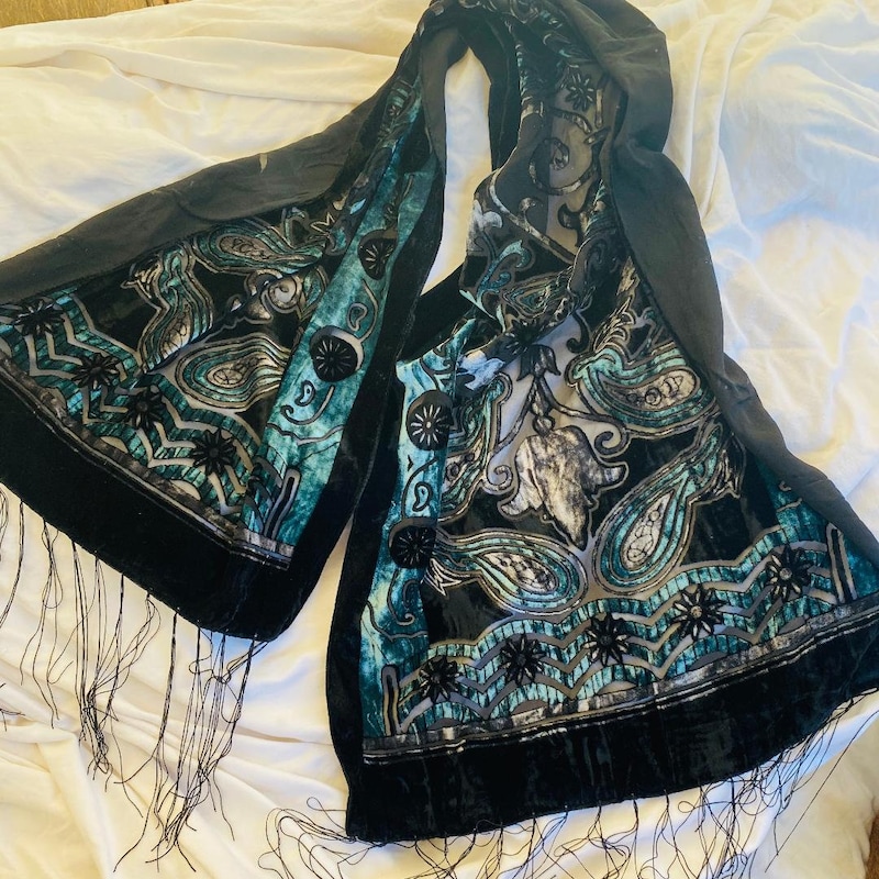 Scarf Teal Fringe - Etsy