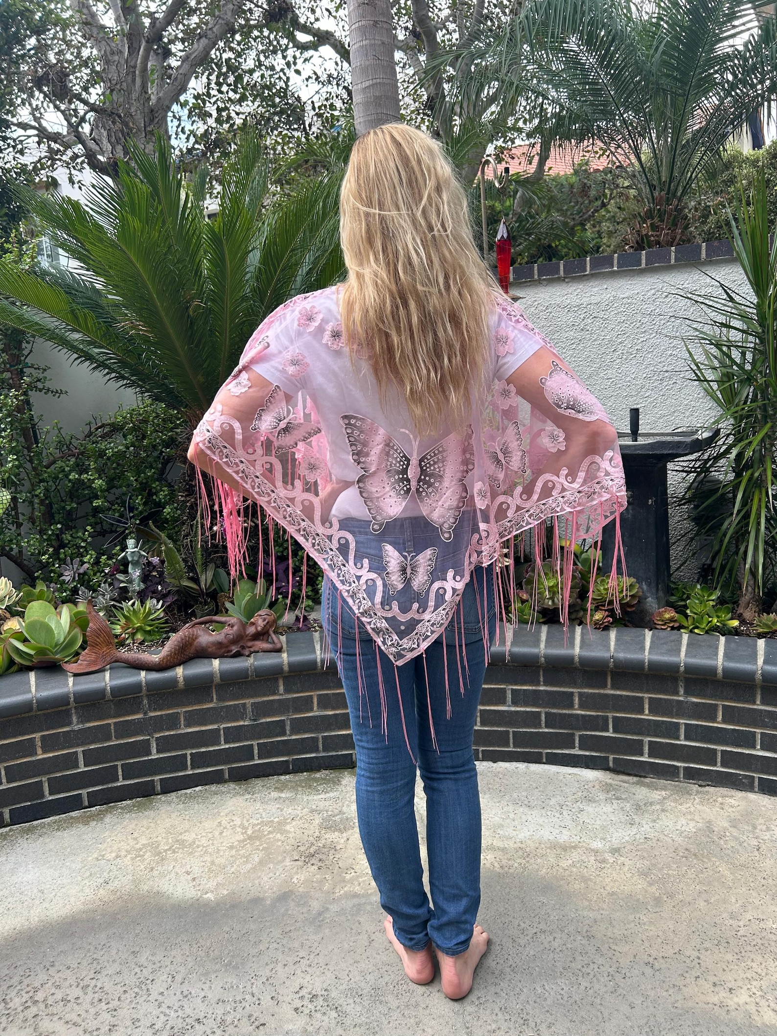 Semi Sheer Poncho, Butterfly, Beautiful, Handmade, Poncho Top - Etsy