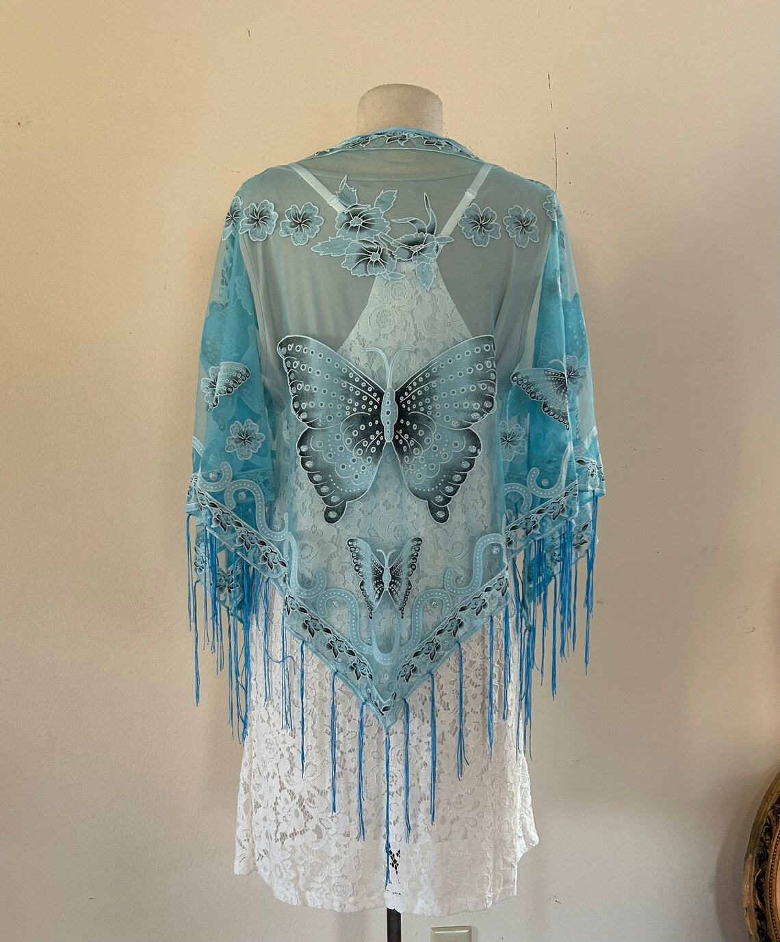 Semi Sheer Poncho, Butterfly, Beautiful, Handmade, Poncho Top - Etsy