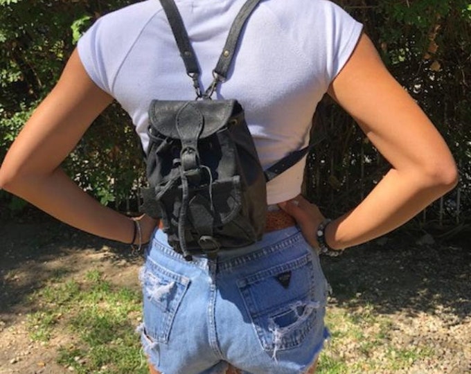 Backpack Bag, Black Leather, Mini Backpack,shoulder Bag, Purse 9" 5" 3 ...