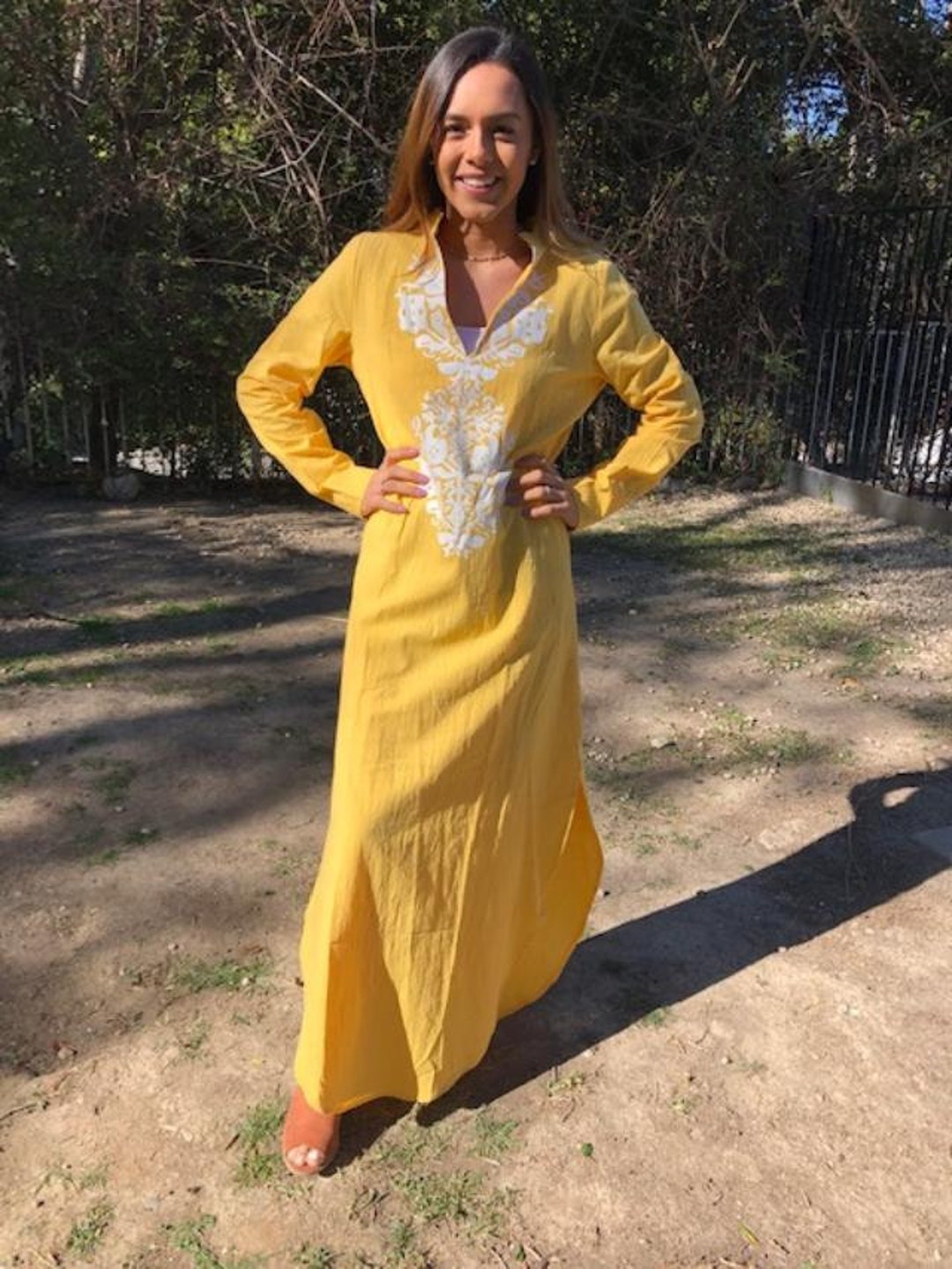 Long Cotton Dress,yellow,maxi Dress,long Dress,medium,large - Etsy
