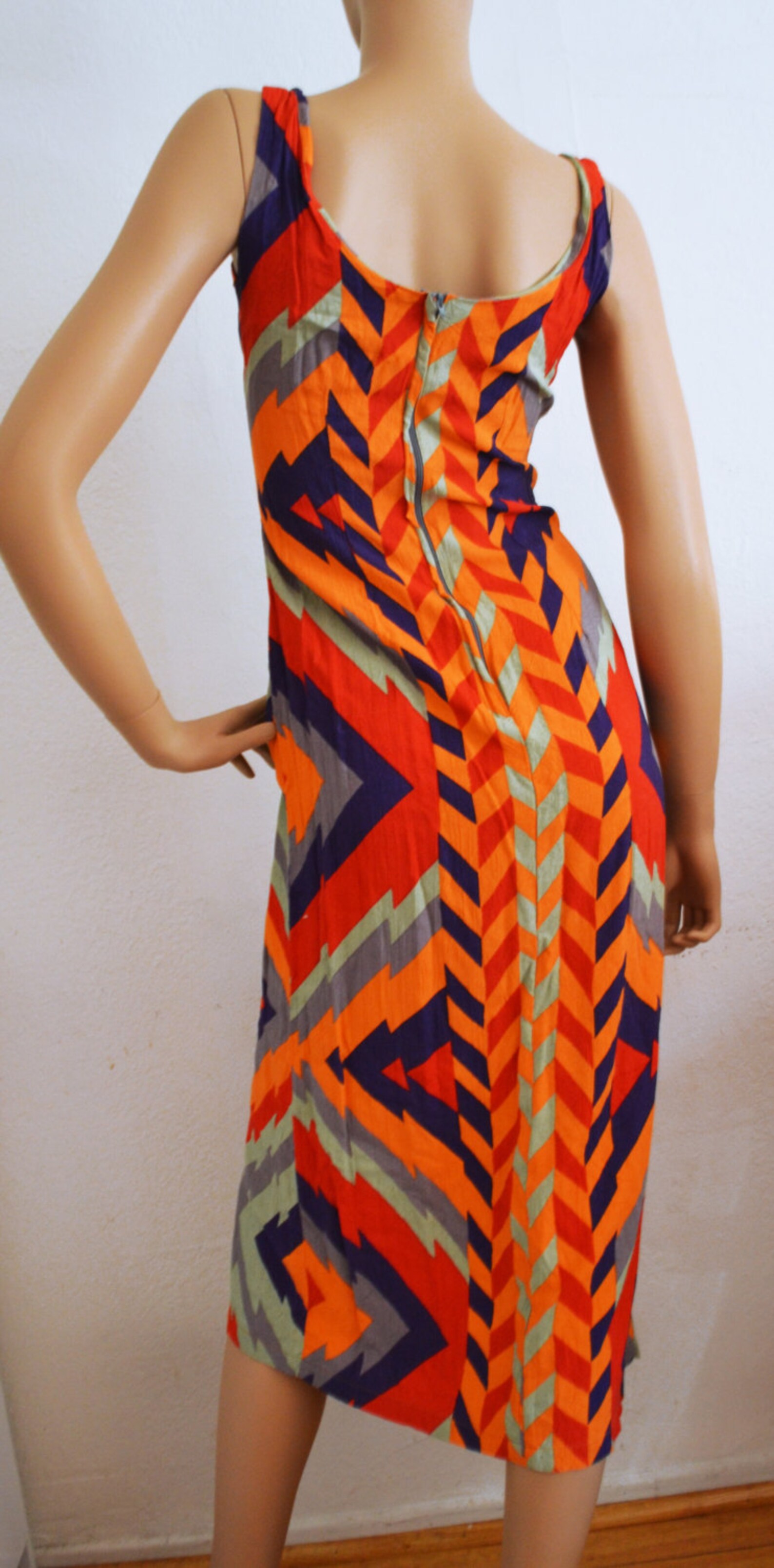 Jams World ,geometric ,long ,summer Dress ,orange,blue,green,7, Size 7 ...