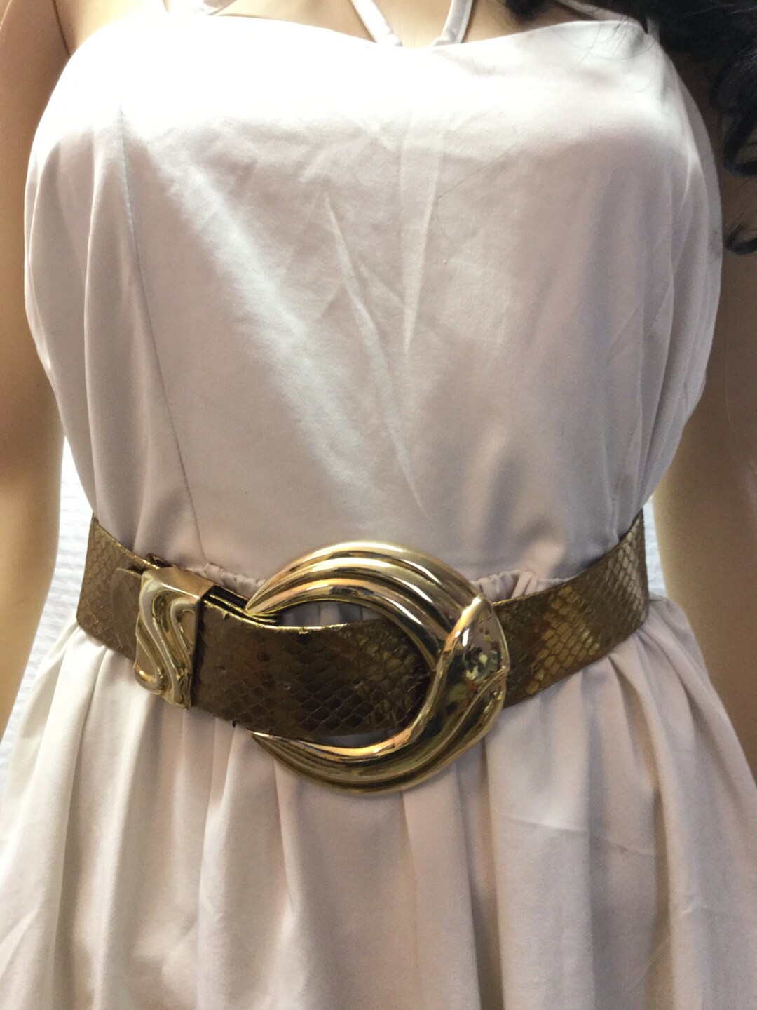 Metallic Brass Leather Belt W/ Buckle - Etsy