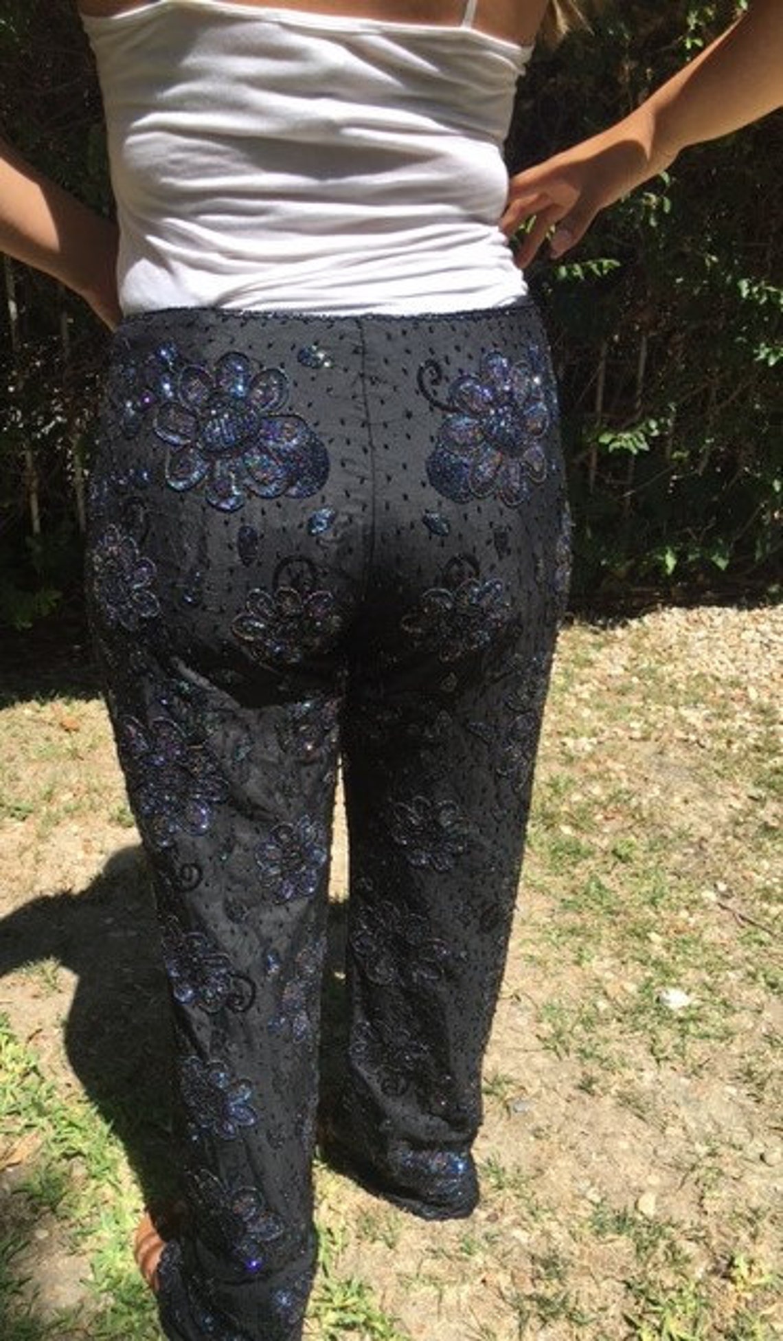 Christiana Black Beaded Pants Large - Etsy