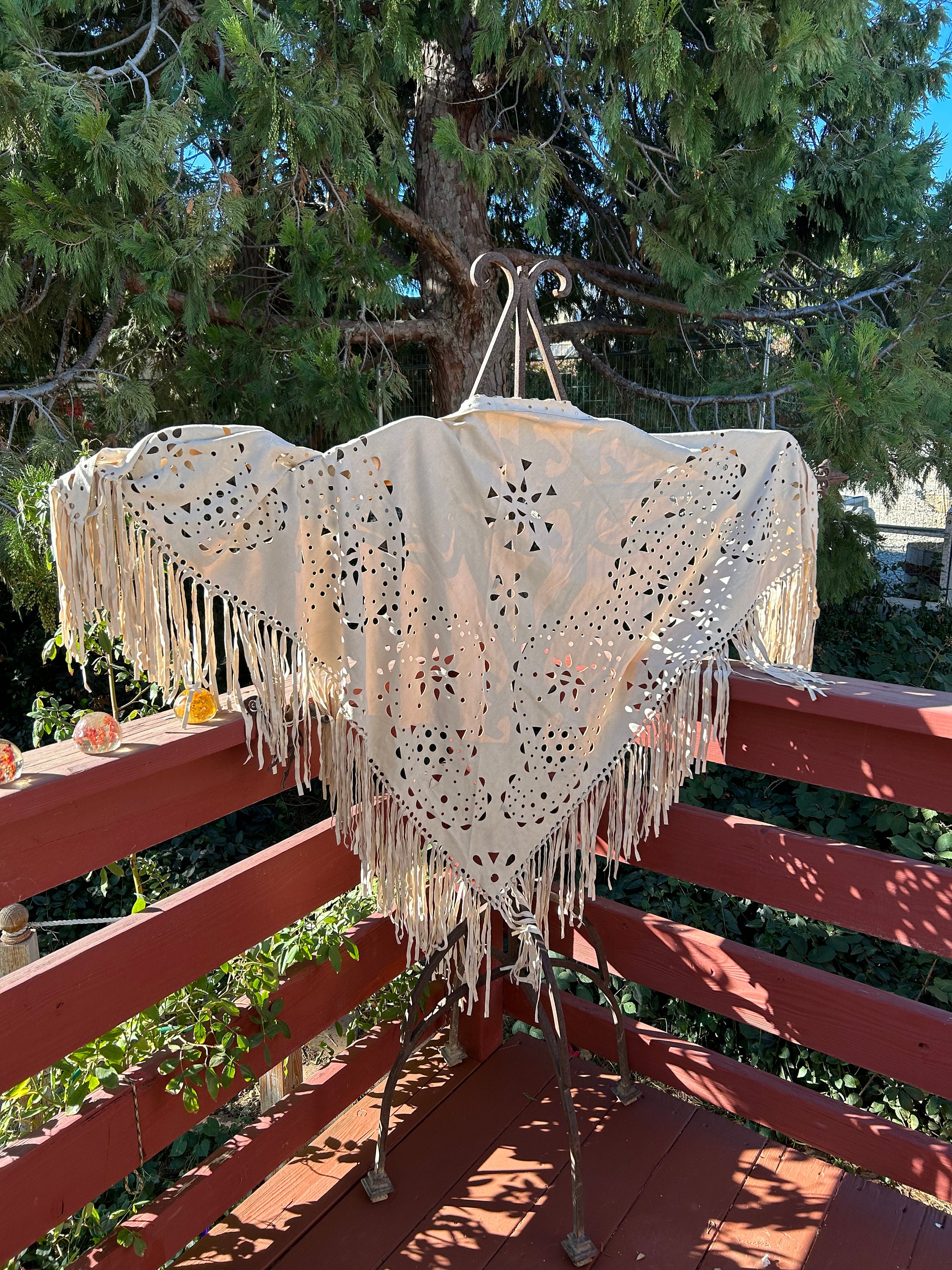 Gorgeous Flowy Ultra Suede Shawl, Shawl, Wrap, Tan, Cream, Fringed ...