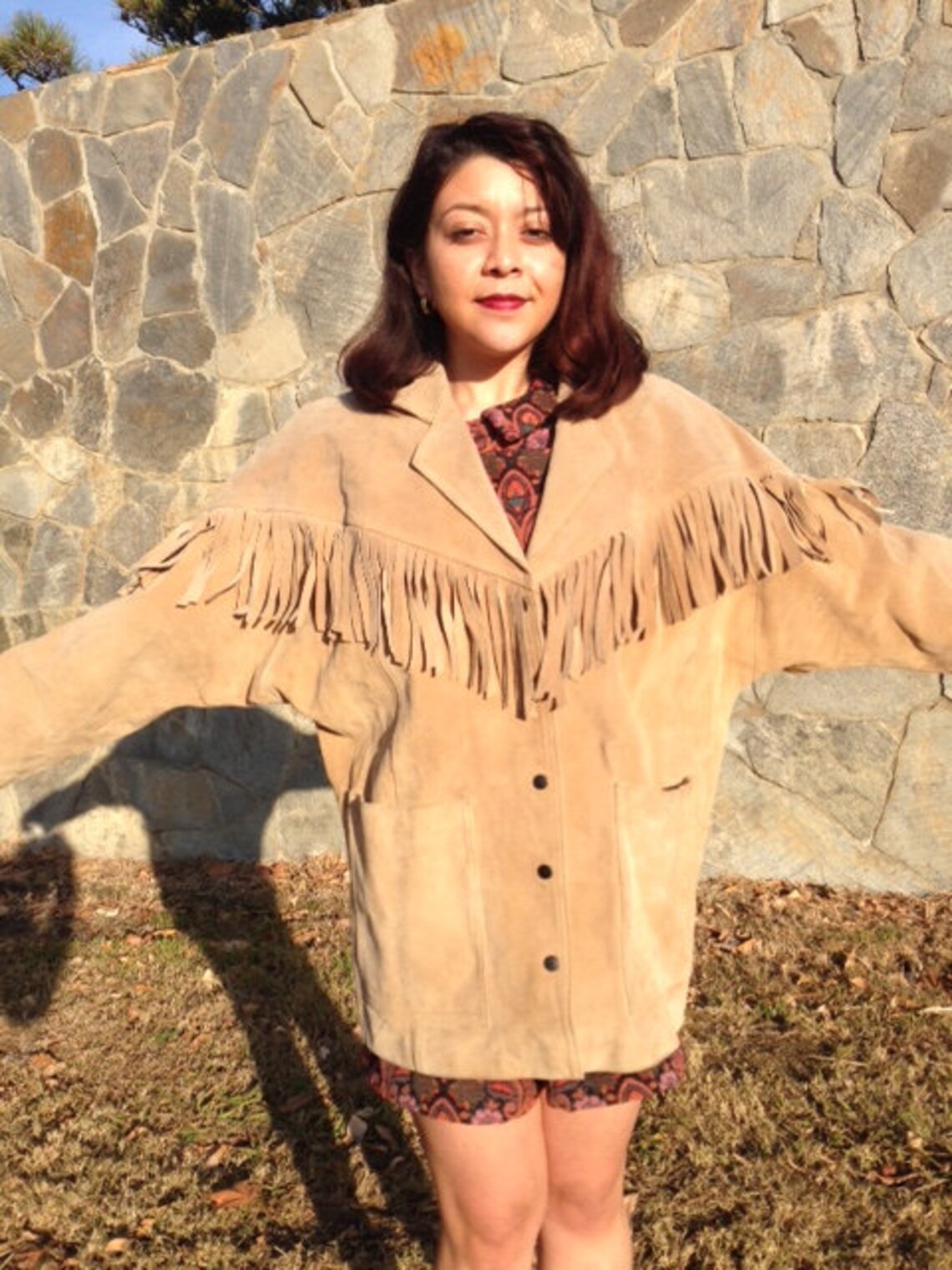 Leather Fringed Coat, Indian, Native American,suede Leather Jacket ...