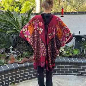 Red Velvet, Peacock Kimono, Burnout Kimono, Velvet Robe, Bathrobe ...