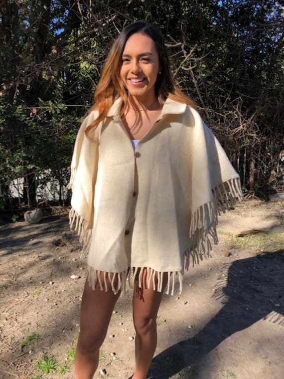 Poncho top,Wool Poncho, Tan,Indian poncho,Ethnic,Indi… - Gem