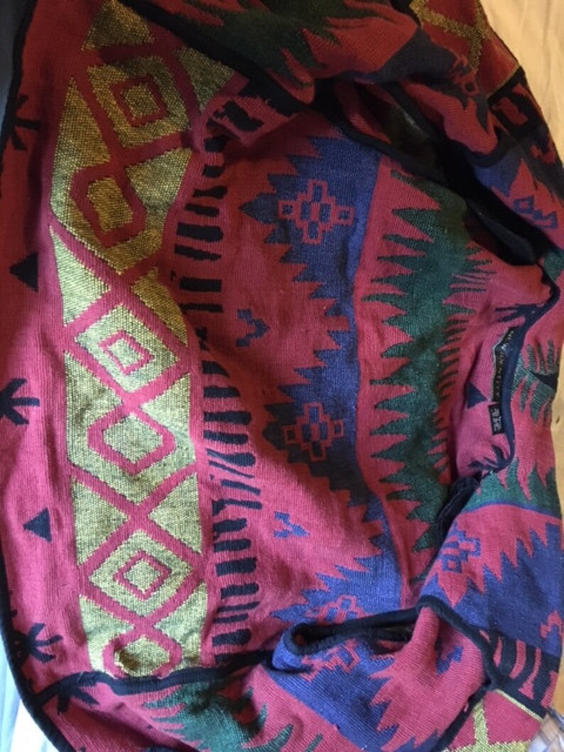 Blanket coat Indian tapestry coat jacket large red green | Etsy