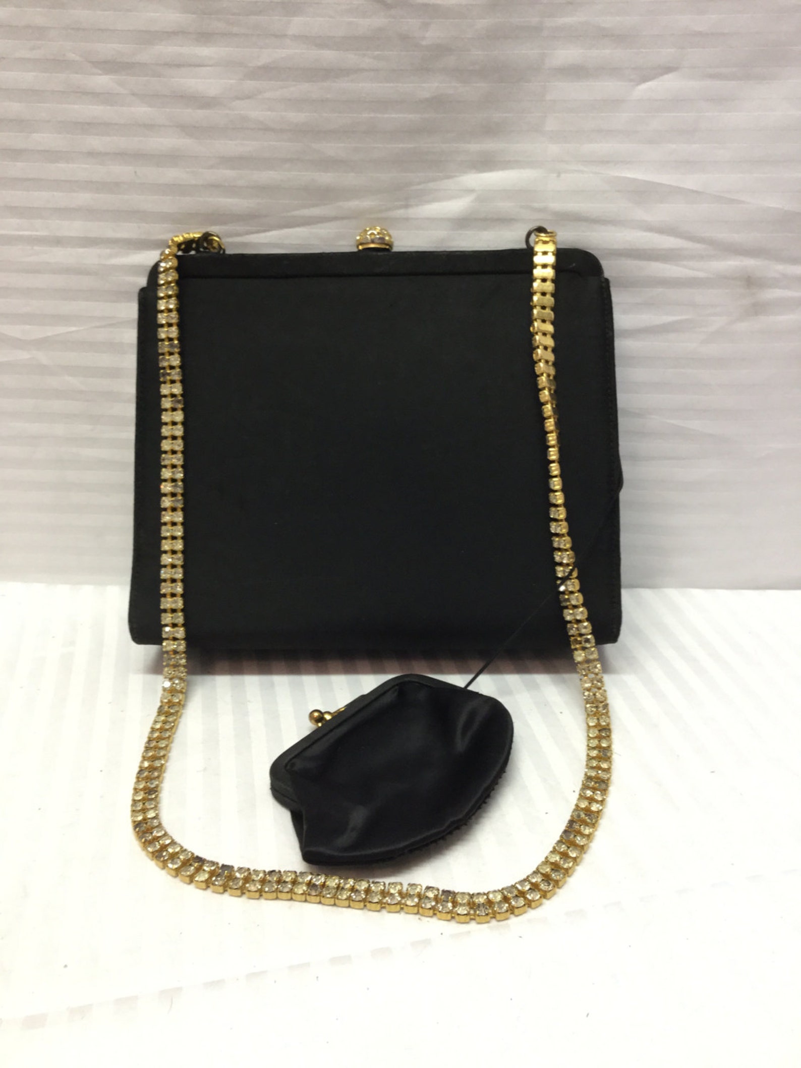 After Five, Formal Purse, Bag,black Crystal Clasp and Strap,shoulder ...