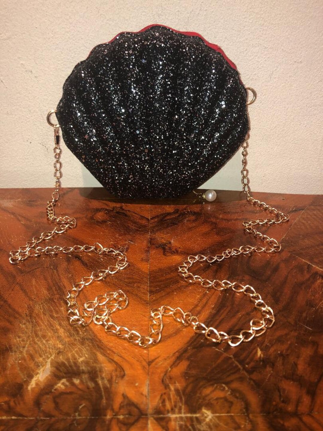 Sparkling Black Shell Purse, Shoulder Bag, Formal Purse, Fan Purse - Etsy