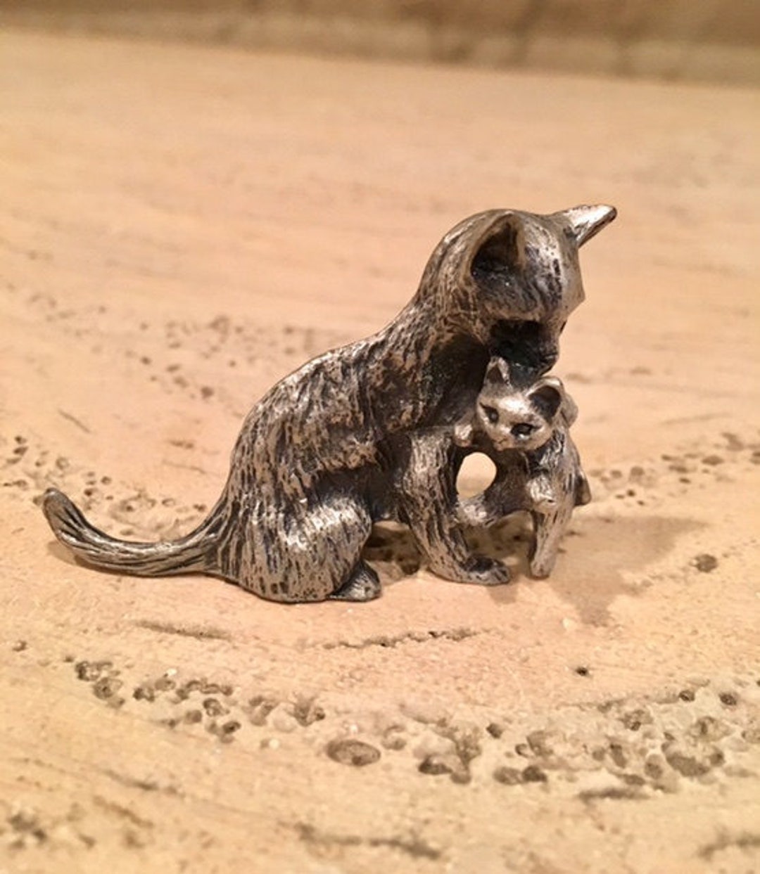 Pewter Cat, Mother Cat,kitten,pewter,figurine - Etsy