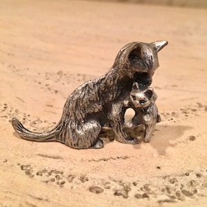 Pewter Cat, Mother Cat,kitten,pewter,figurine - Etsy