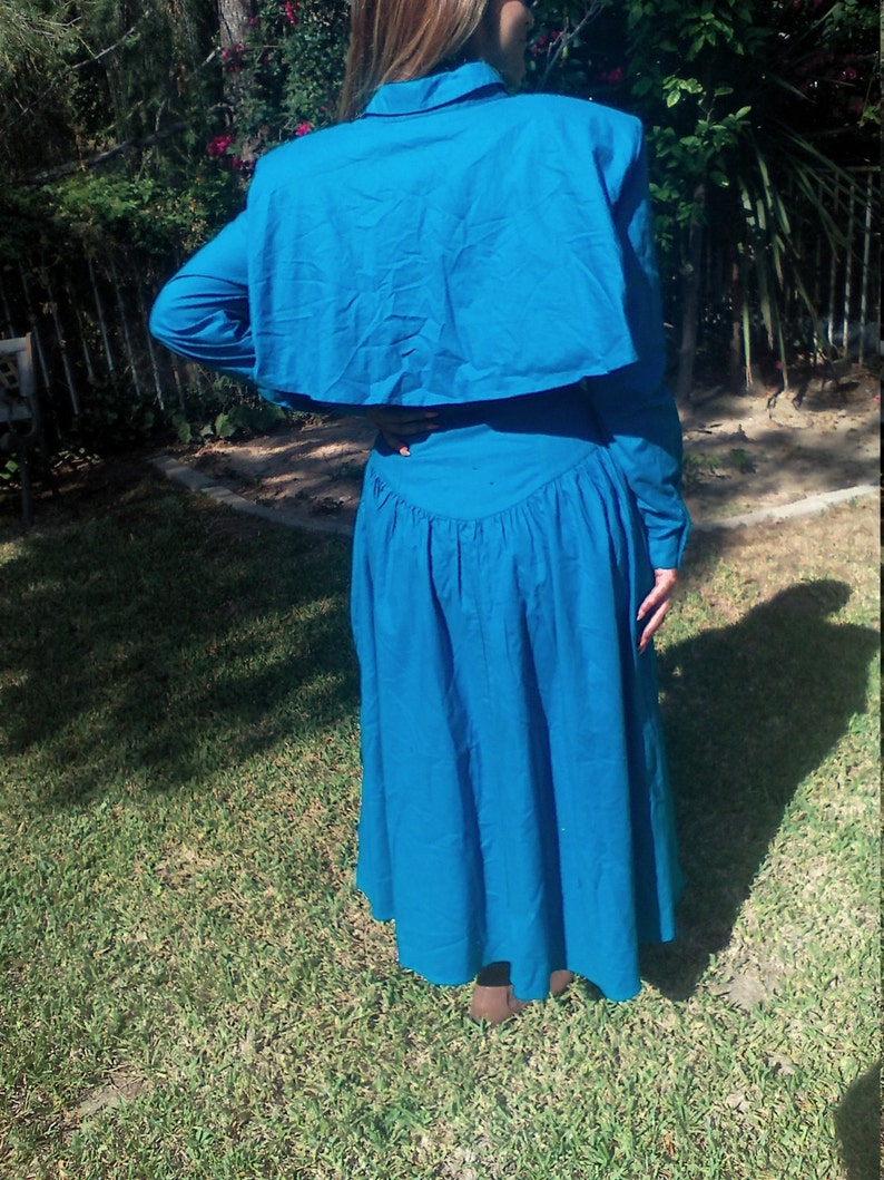 Two Step ,western Dress,9, Blue Dress,embroidered Dress, Belted, Size 9 ...