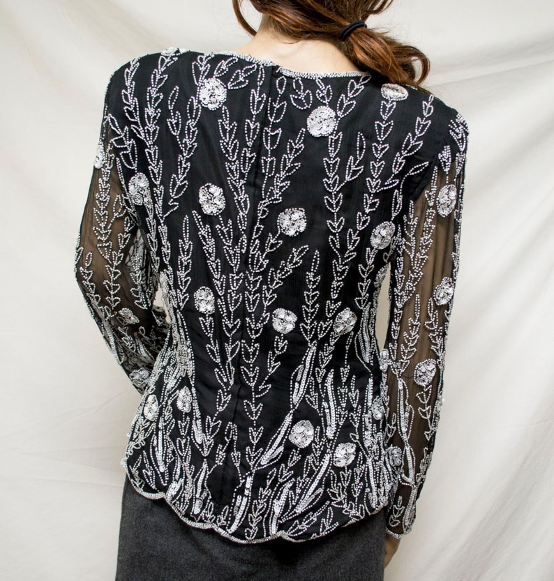 Stenay,beaded Top, Back ,white ,beads, Long Sleeve,shirt ,women's Small ...