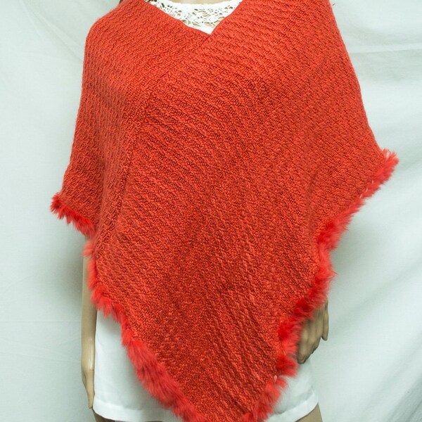 Orange Poncho - Etsy