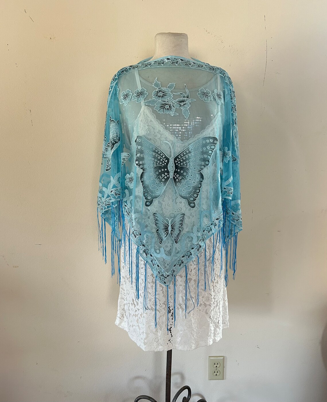 Semi Sheer Poncho, Butterfly, Beautiful, Handmade, Poncho Top - Etsy