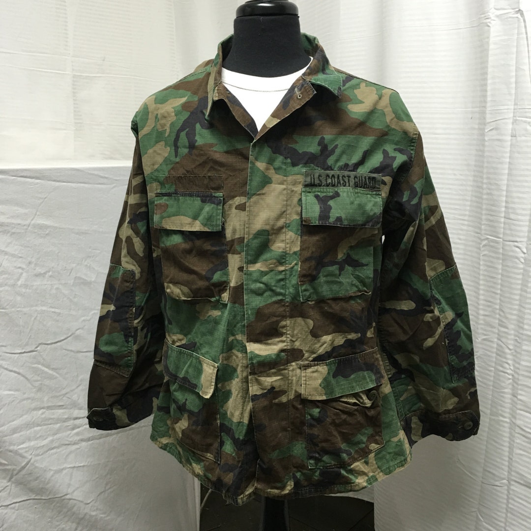 Camo Coat, Jacket,u.s. Coast Guard, Green, Large, Regular, - Etsy