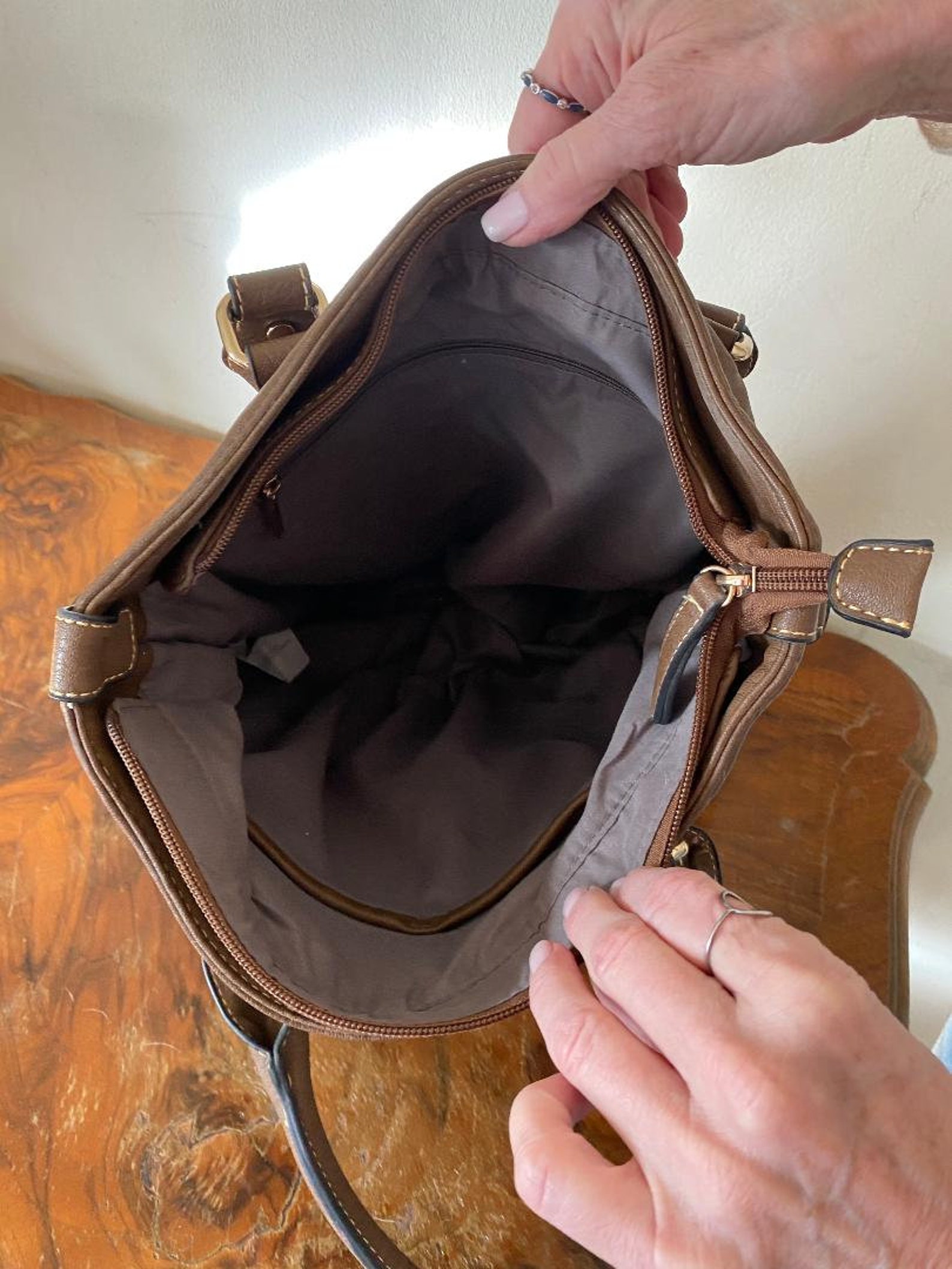 Large Faux Leather Purse, Bag, Shoulder Bag, Brown, Tote - Etsy