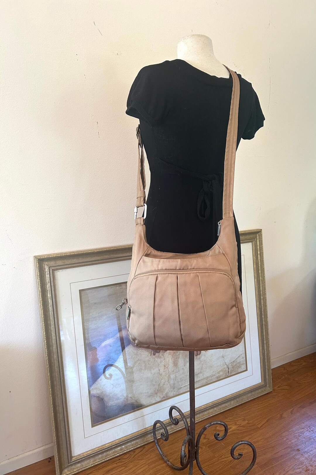 Travelon Khaki Tan Organizer Purse, Cross Body,shoulder Bag, Organizer ...