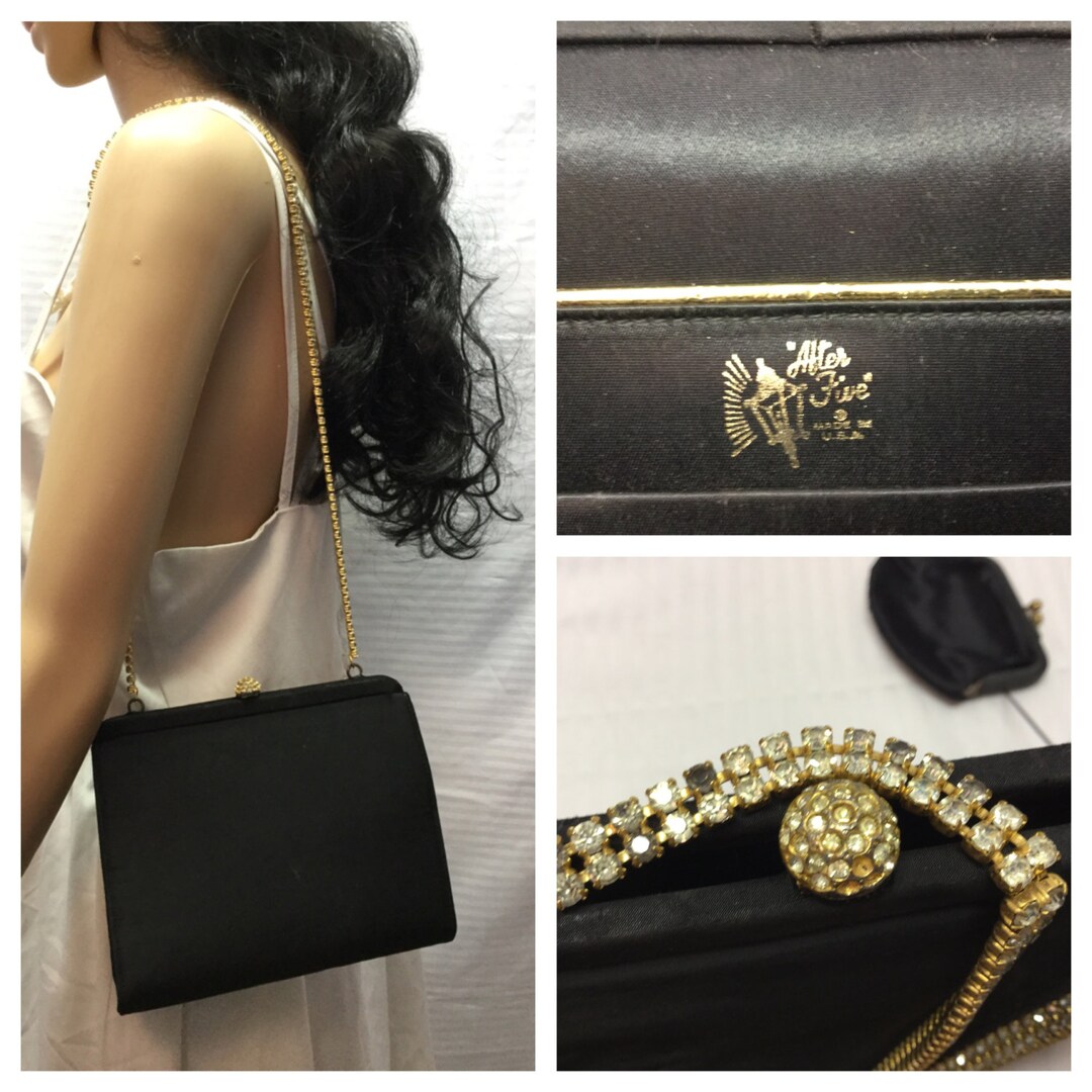 After Five, Formal Purse, Bag,black Crystal Clasp and Strap,shoulder ...