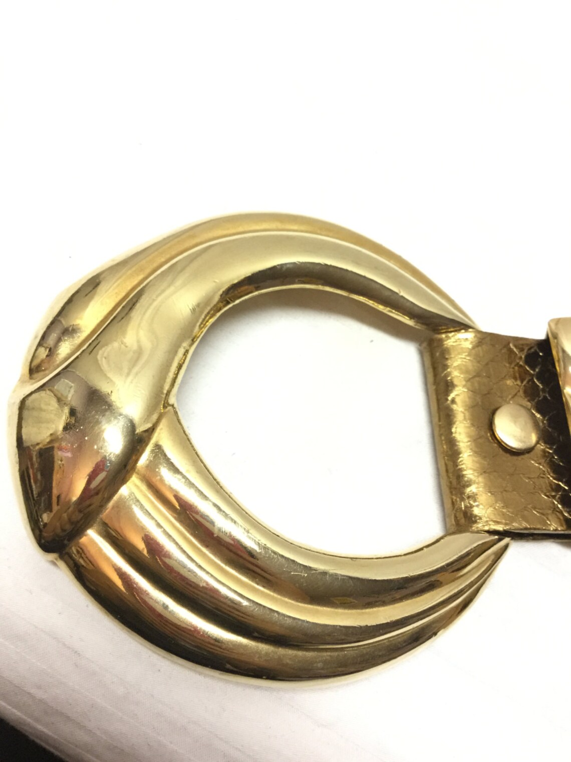 Metallic Brass Leather Belt W/ Buckle - Etsy