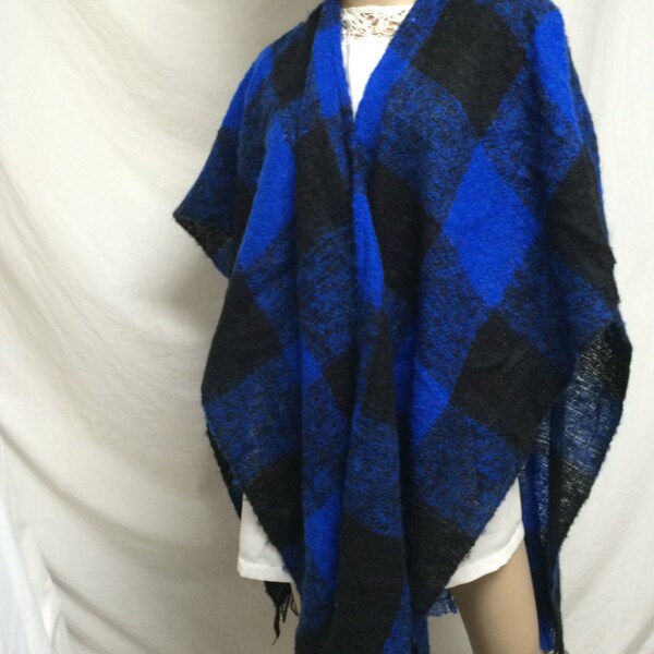 Blue Plaid Shawl - Etsy