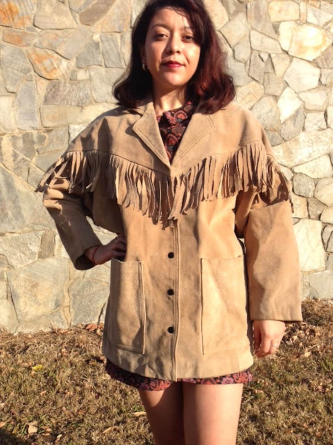 Leather Fringed Coat, Indian, Native American,suede Leather Jacket ...