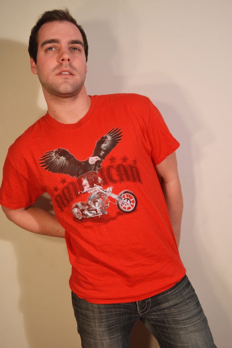 Mens Motorcycle Shirt, Red ,american T-shirt, Men's, L,shirt ,eagle ...