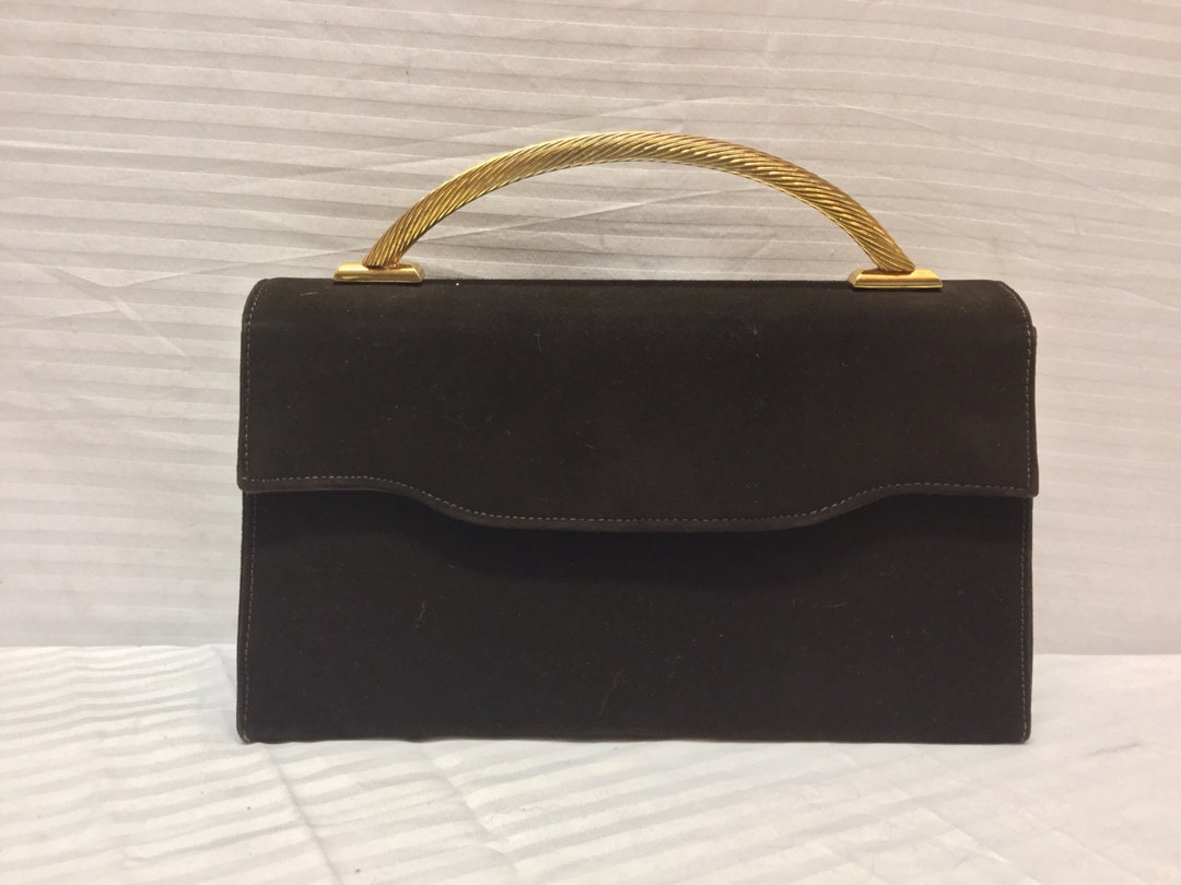 Mel-tone, Brown Velvet Purse, Small Vintage Handbag,top Handle - Etsy
