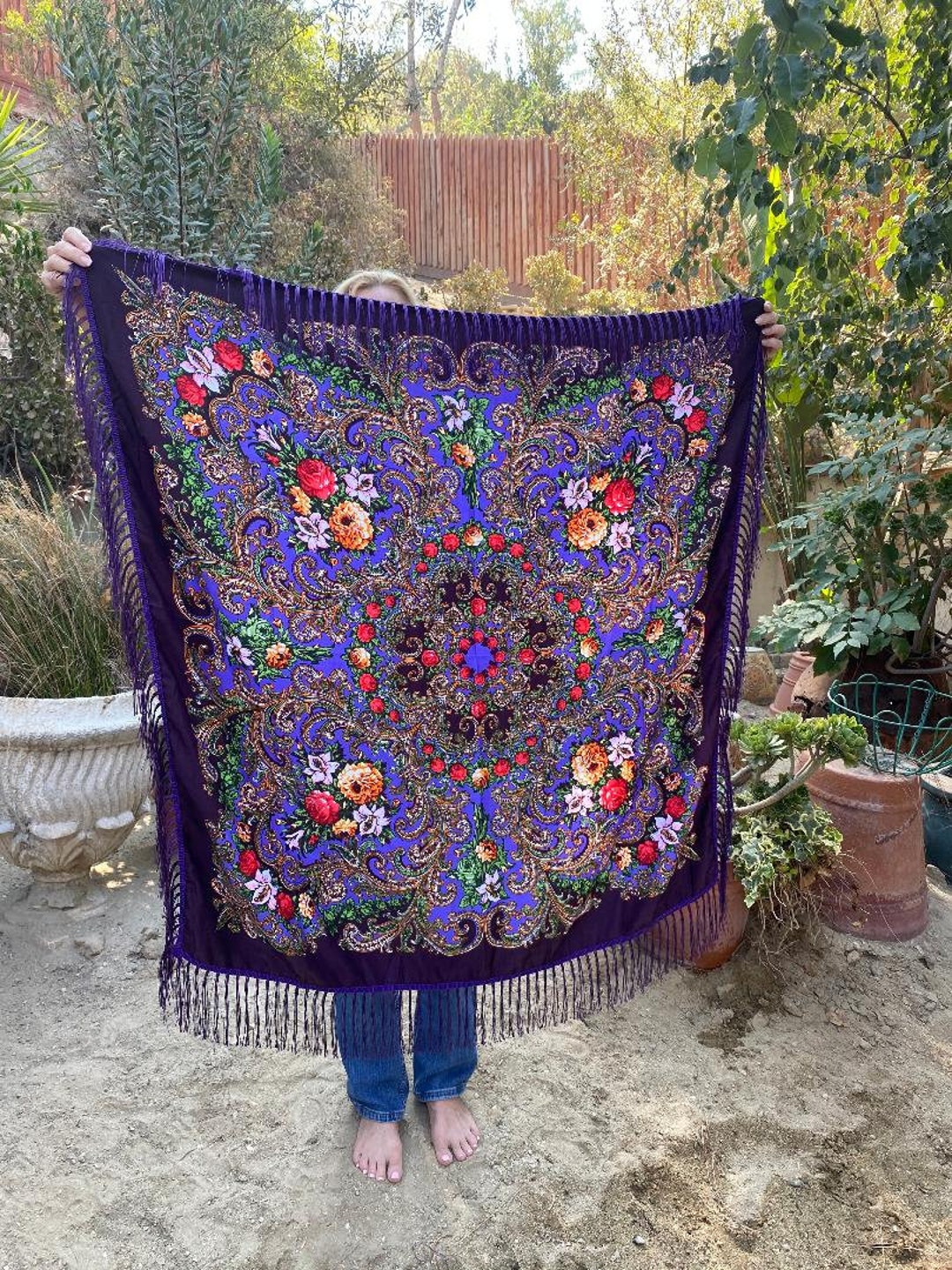Large Portuguese Scarf , Purple, Lavender,pink,red,green,yellow,pink ...