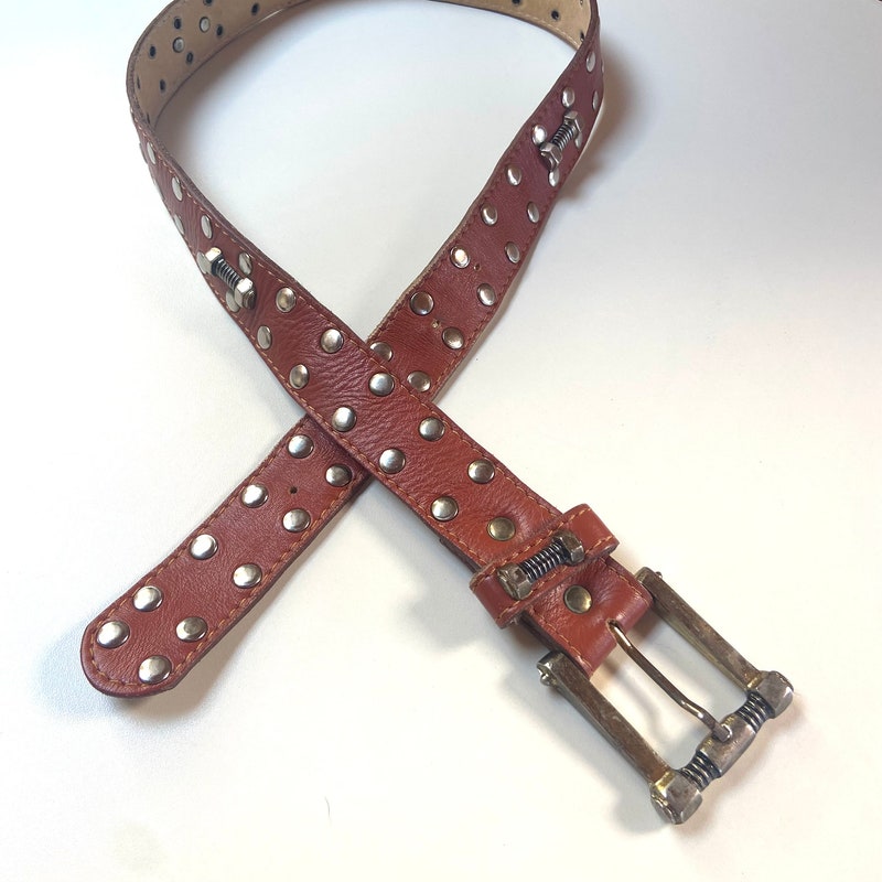 Studded Leather Belt - Etsy