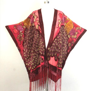 Red Velvet, Peacock Kimono, Burnout Kimono, Velvet Robe, Bathrobe ...
