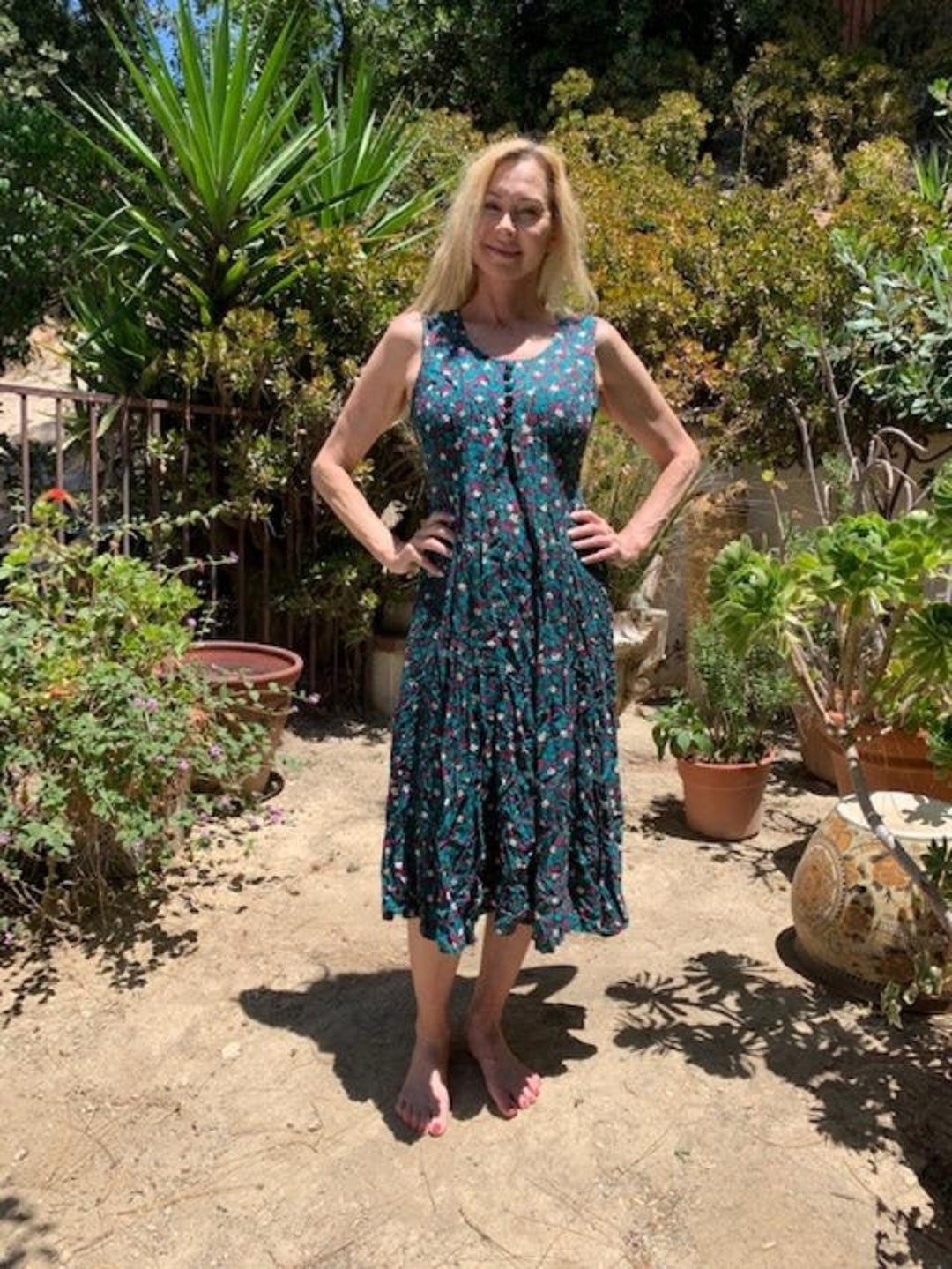 Jamie Brooke Rayon Sleeveless Dress, Size 8- 10, Periwinkle Flowers - Etsy