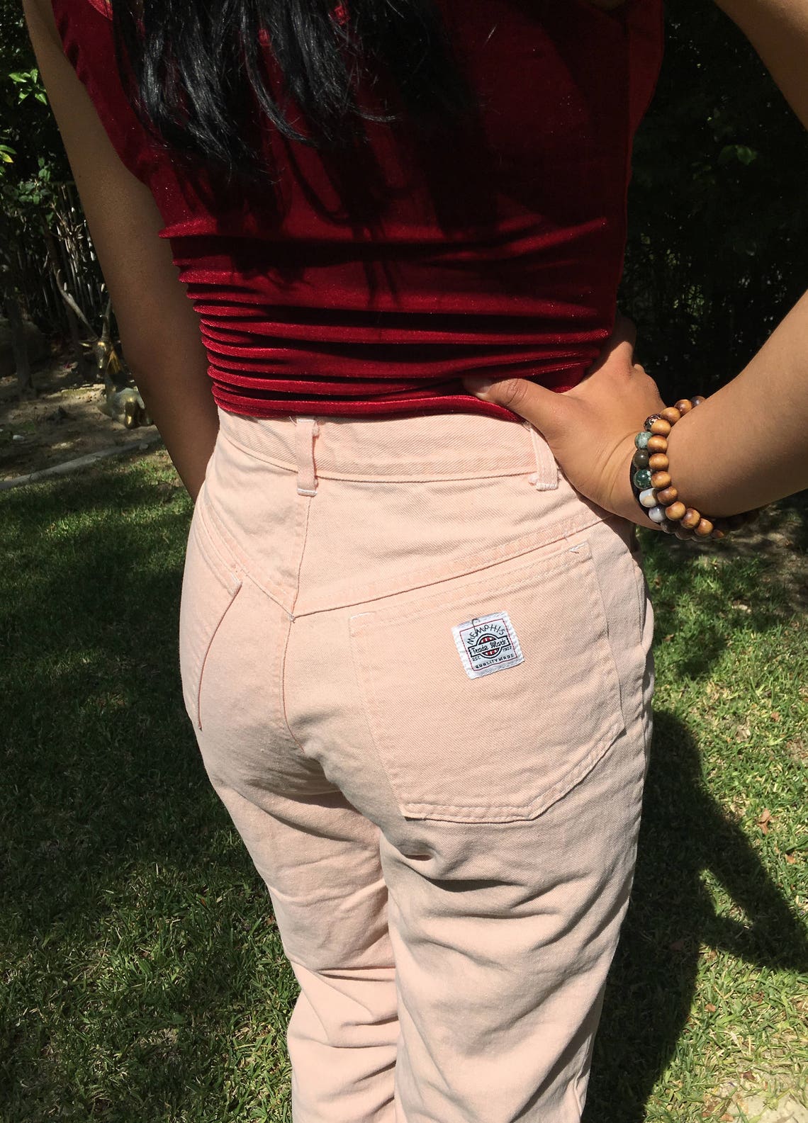 Memphis Jeans,peach Colored,high Waist Jeans,denim Jeans, Straight Leg ...