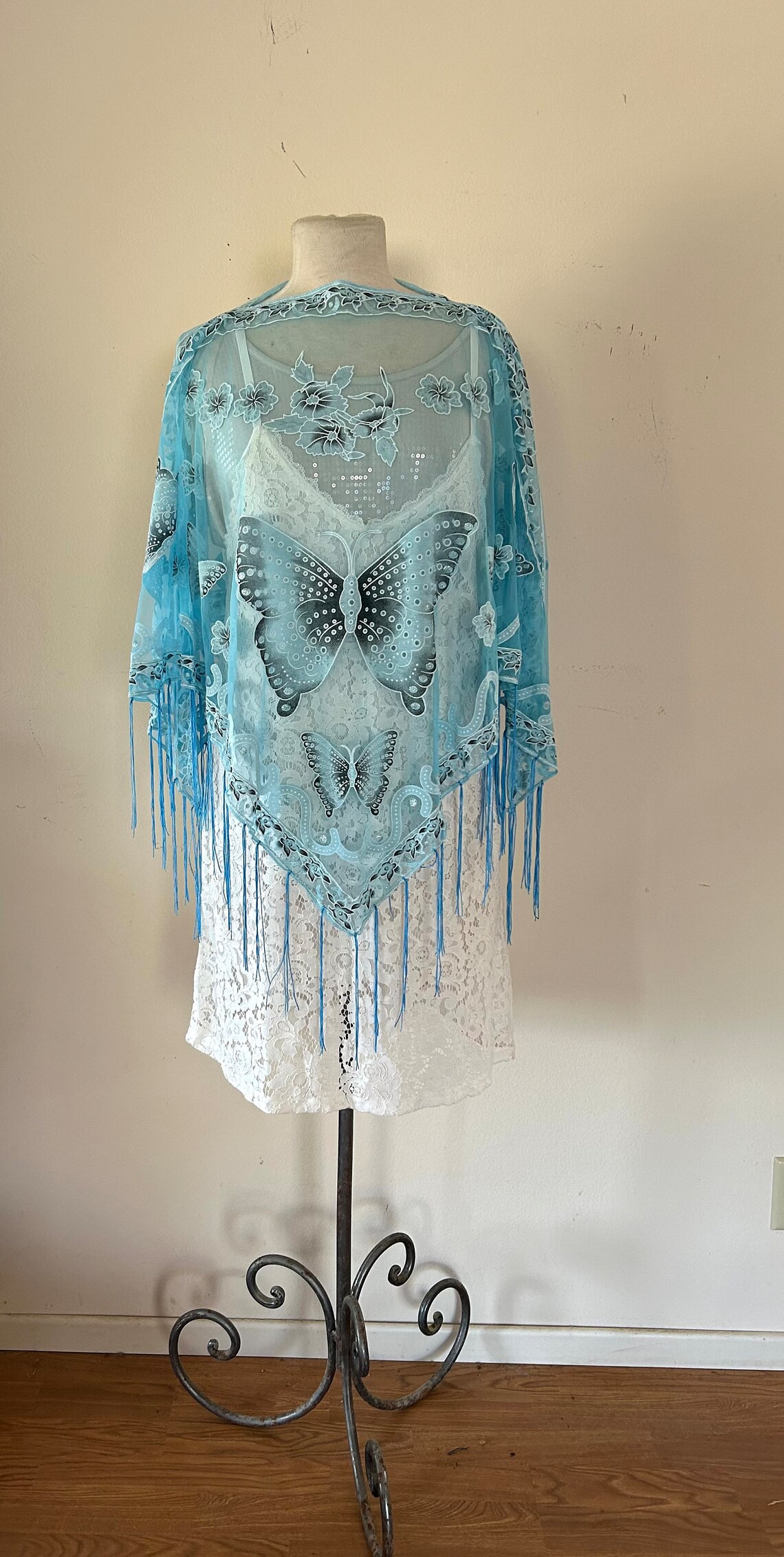 Semi Sheer Poncho, Butterfly, Beautiful, Handmade, Poncho Top - Etsy