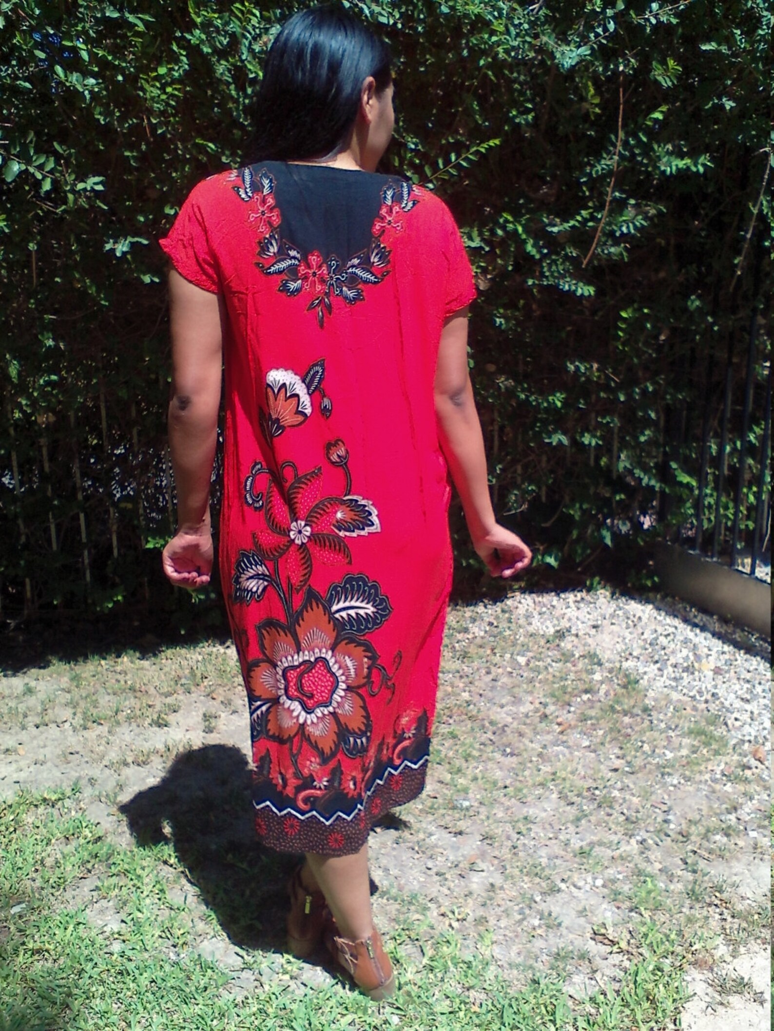Long red Polynesian dressredblackdress | Etsy