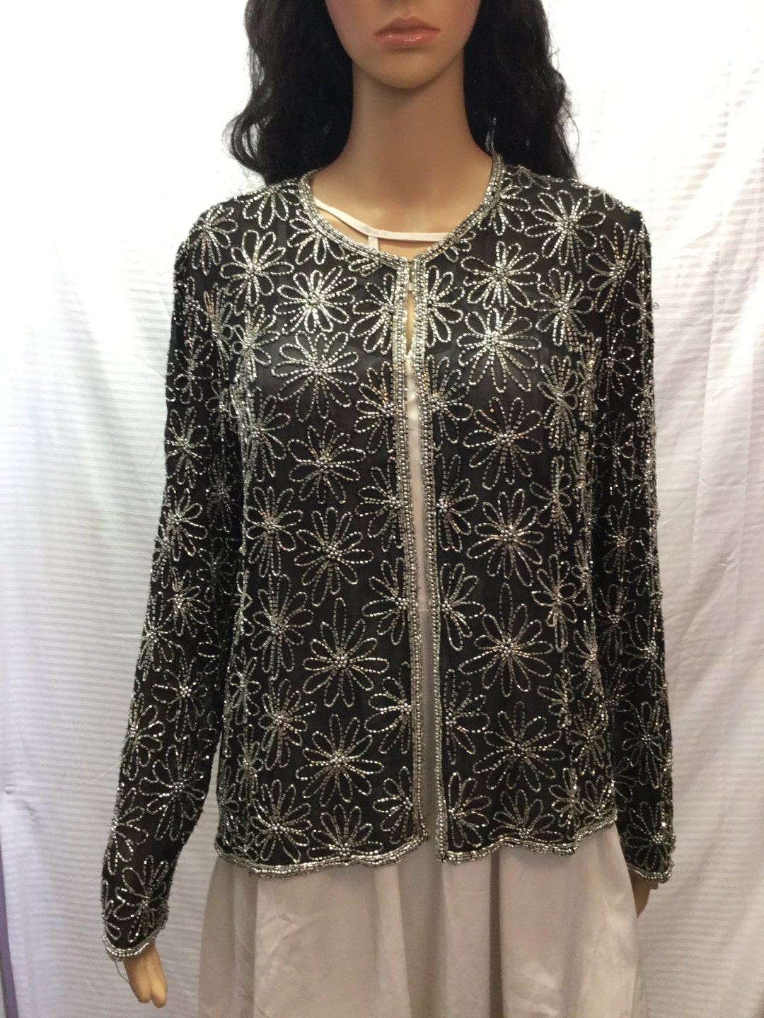 Mark and John,beaded Jacket, Black, Silver, Beads, Jacket, Small ...